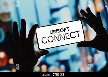 In this photo illustration, the Ubisoft Connect logo is displayed on a ...