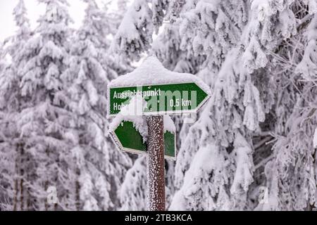 Short winter hike through deep snow in the Thuringian Forest near ...