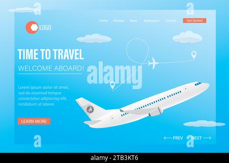 Time to travel,welcome aboard landing page template. Passengers in ...