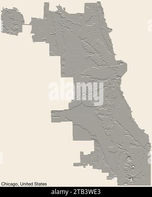 Topographic exaggerated relief map of CHICAGO, ILLINOIS Stock Vector ...