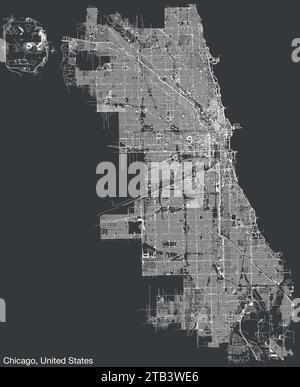 Street roads map of CHICAGO, ILLINOIS Stock Vector Image & Art - Alamy