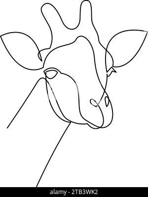 Single line hand drawing giraffe continuous art print and minimalistic ...