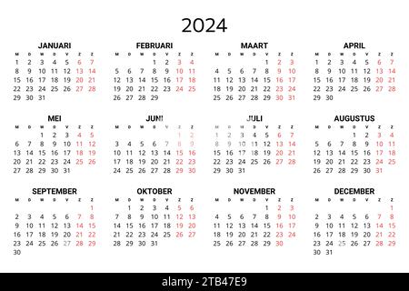 2024 dutch calendar. Printable, editable vector illustration for Dutch ...