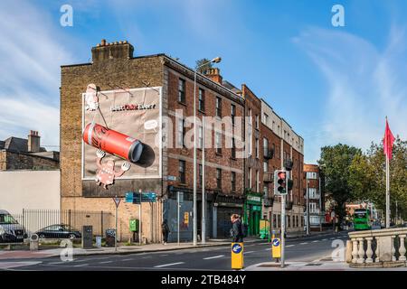 An advertising poster installation of Coca-Cola at Dublin’s quay Stock ...