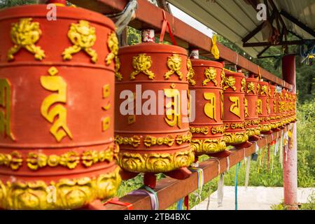 Rotating religious elements for touching turning spinning Buddhist ...