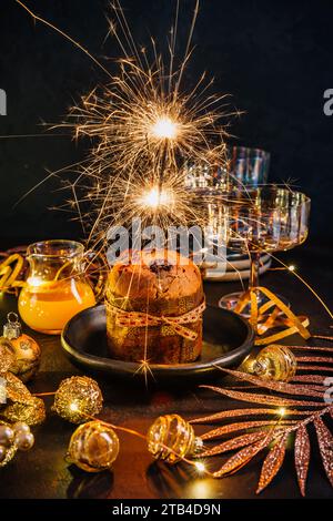 Traditional homemade christmas cake holiday dessert with cranberry and ...