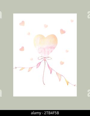 Congrats Baby Card. Watercolor Heart Baby Card. Welcome Baby Card ...