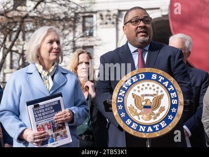 Assistant Chief Jason Savino speaks as Senator Kirsten Gillibrand ...