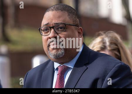 Assistant Chief Jason Savino speaks as Senator Kirsten Gillibrand ...