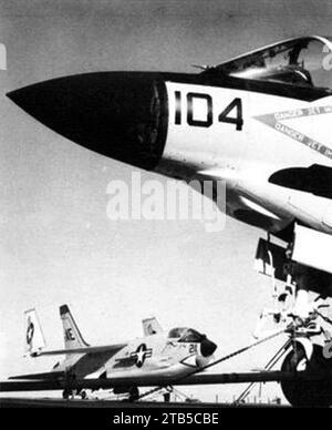 Vought F8U-2N Crusader of VF-154 in flight, circa in 1962 Stock Photo ...