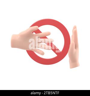 Do not contact. No handshake icon. Red prohibition sign. Precautions ...