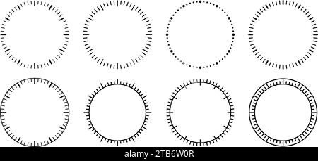 Blank mechanical clock face divided into seconds and minutes. Round ...