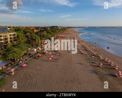 Aerial view of Seminyak beach coastline. The famous and luxury Kuta ...