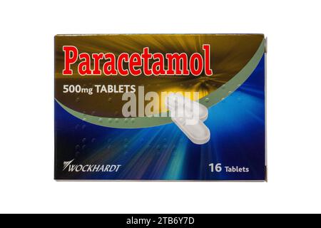 Pack of Wockhardt Paracetamol 500mg tablets with blister pack removed ...
