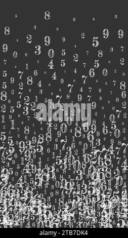 Scattered numbers. White chalk digits flying chaotic. Back to school ...