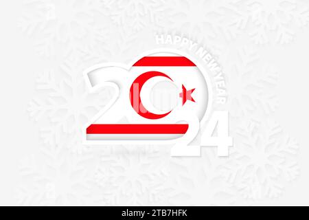 New Year 2024 for Cyprus on snowflake background. Greeting Cyprus with ...