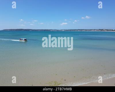 Elizabeth castle amphibious ferry. St Helier Jersey aerial Stock Photo ...