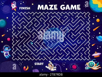 Maze game for kids. Help astronaut to get to the Earth planet. Space ...