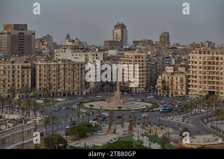 Aerial view of the Tahrir Square of Cairo, famous place of visit, Egypt ...