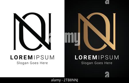 Luxury initial NO or ON monogram text letter logo design. Vector ...