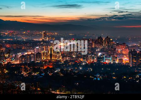 Almaty, Kazakhstan - October 28, 2023: Aerial view of Kok-Tobe hill and ...
