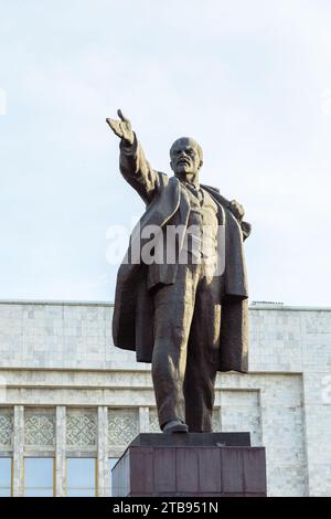 Bishkek, Kyrgyzstan - April 12, 2023: Vladimir Lenin statue with hand ...