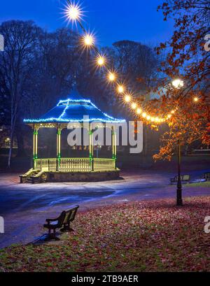 The bandstand at christmas in the Abbey grounds in Hexham in ...