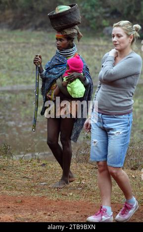 Bonda people are selling traditional ornaments to foreigners. The Bonda ...