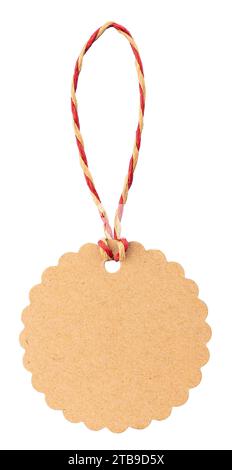 Circle Blank cardboard price tag isolated on white background. Template ...