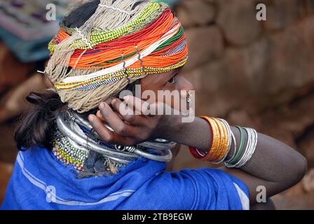 Tribal portrait. The Bonda, also known as Remo, are a Munda ethnic ...