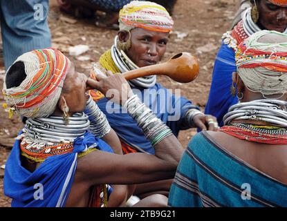 Bonda woman drinking country liquor. The Bonda, also known as Remo, are ...