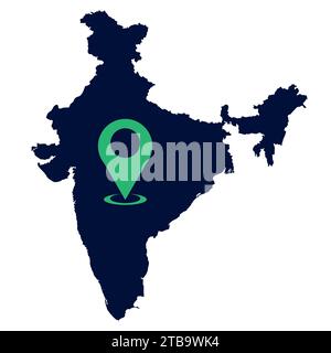 India Map with map location symbol isolated on the white Stock Vector ...