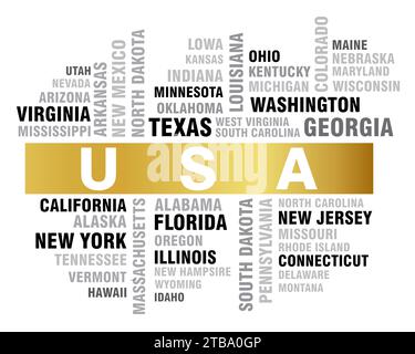 USA map typography. United States of America map typography art. UAS ...