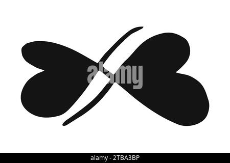 Infinity symbol with two hearts intersecting. Hand painted with black ...