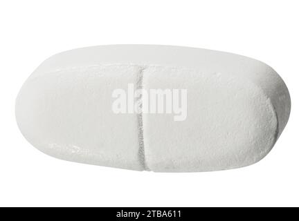 White oval tablet on isolated background, close up. Top view Stock ...
