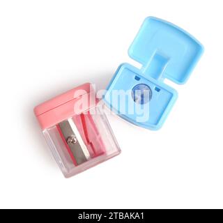 The colorful pencil sharpeners on a white background Stock Photo - Alamy