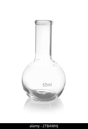 One empty laboratory flask isolated on white Stock Photo - Alamy