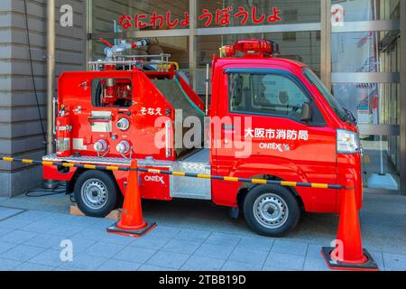 Osaka, Japan - April 9 2023: A compacted fire engine that used in Osaka ...
