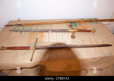 Ancient iron sword is on the old cloth Stock Photo - Alamy