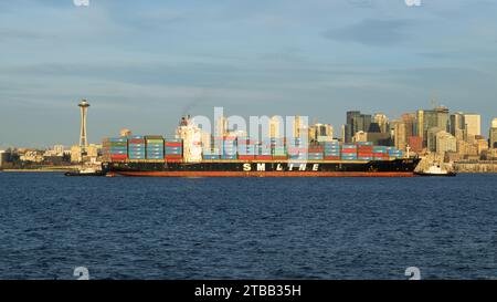 Seattle - November 20, 2023; Panorama of SM Line container ship Qingdao ...