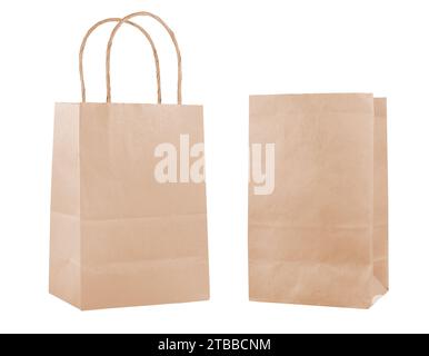 Folded paper bag isolated on white background Stock Photo - Alamy