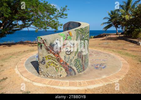 Mosaics artwork depicting fauna and flora displayed on the foreshore ...