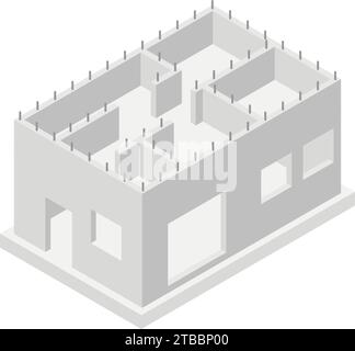 Illustrative illustration of building structure, isometric illustration ...
