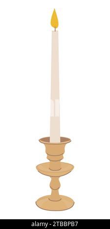 Cartoon ancient candlesticks, wax candle vintage holders. Medieval ...