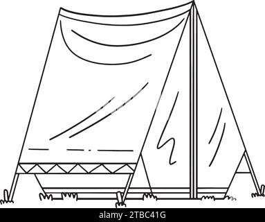 Camping, Tent Isolated Coloring Page for Kids Stock Vector Image & Art ...