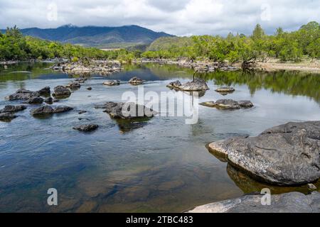 Rocky section of Mann River at Cangai Bridge, Jackadgery, NSW ...