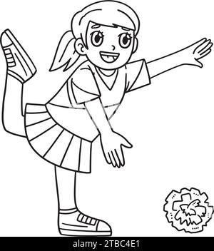 Cheerleading Girl Cheerleader Stretching Coloring Stock Vector Image ...