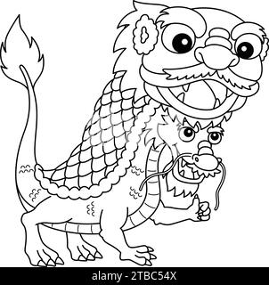Year of the Dragon Chinese Dragon Dance Coloring Stock Vector Image ...