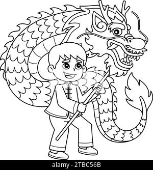 Year of the Dragon Chinese Dragon Dance Coloring Stock Vector Image & Art - Alamy