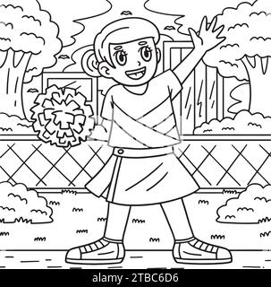 Cheerleading Girl Cheerleader Coloring Page Stock Vector Image & Art ...